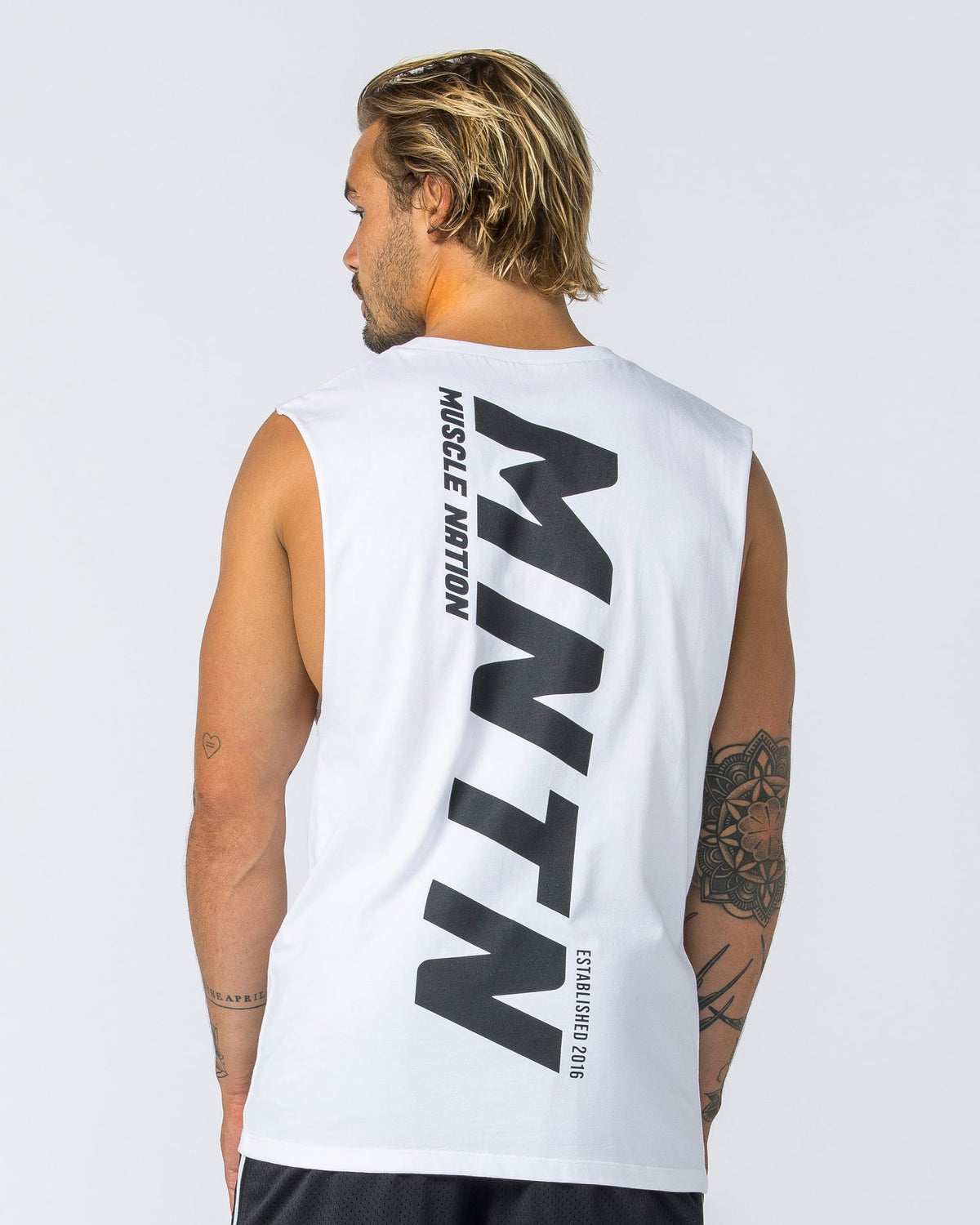 Boxy Vintage Tank - Washed White | Muscle Nation | Be Activewear