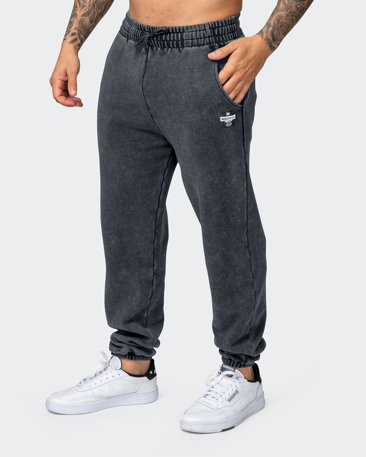 Mens Slouchy Vintage Trackies - Washed Black | Be Activewear