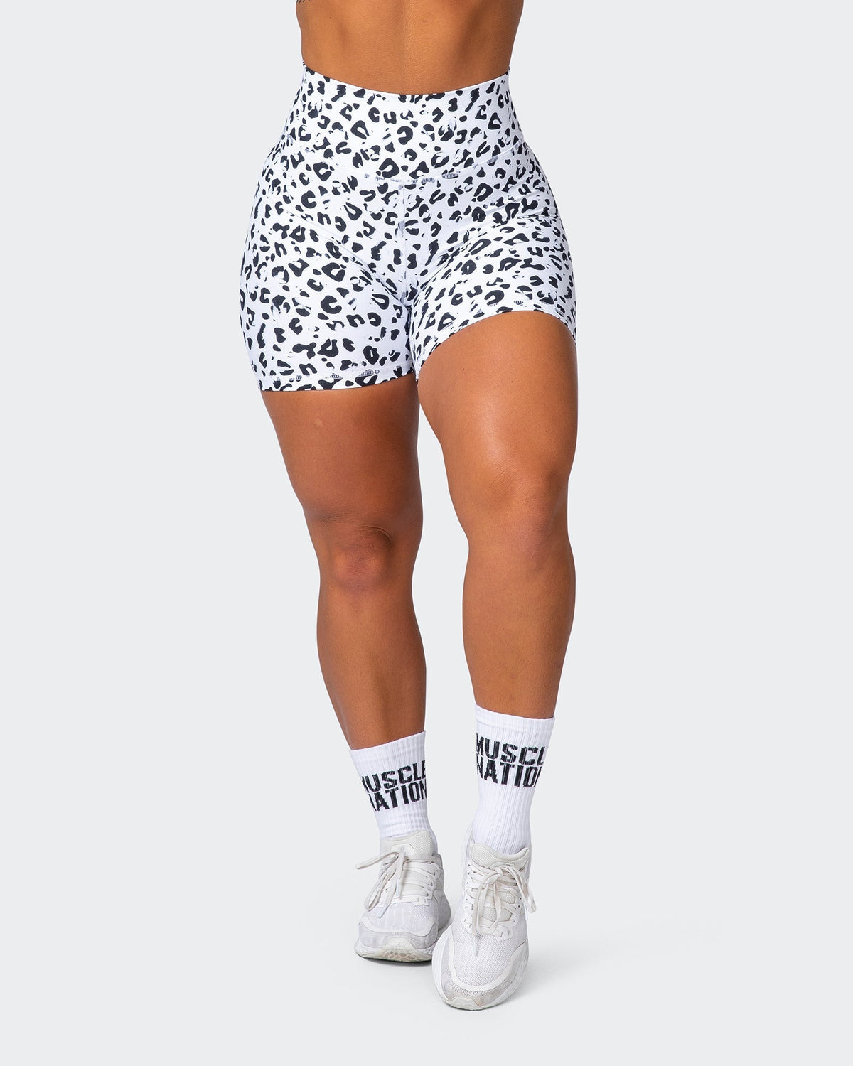 Signature Scrunch Bike Shorts - Snow Leopard | Muscle Nation | Be ...