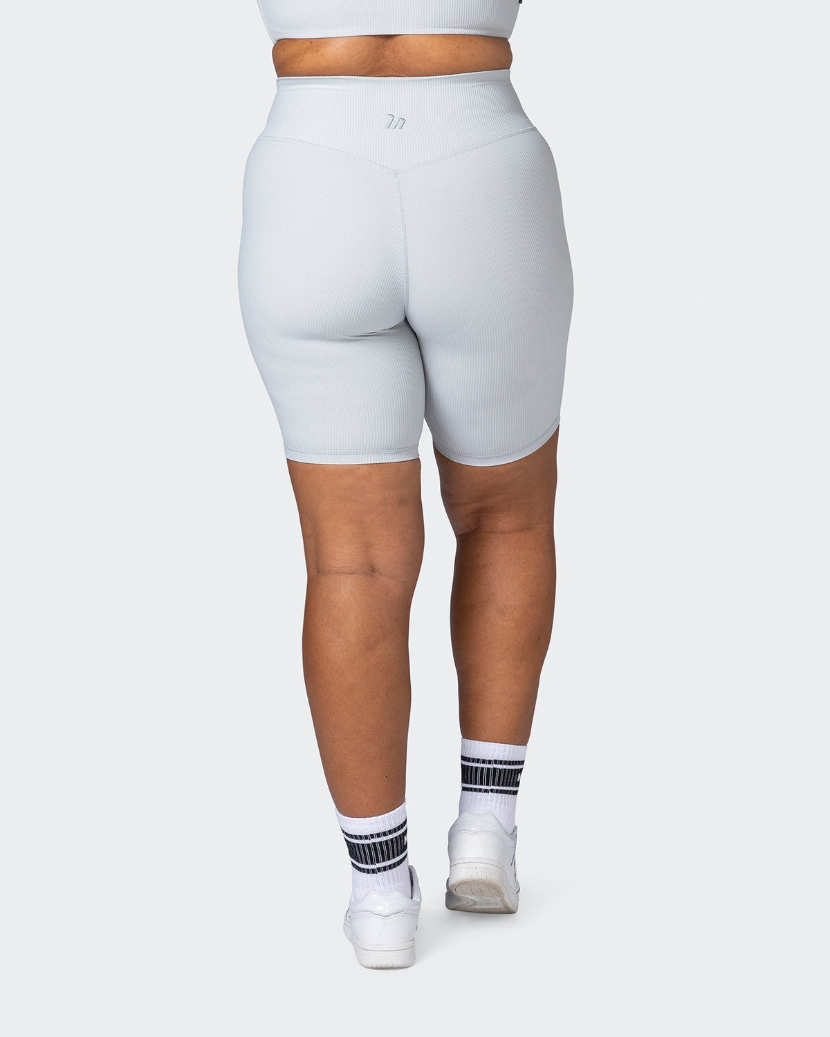 Zero Rise Rib Referee Length Shorts - Quiet Grey | Be Activewear