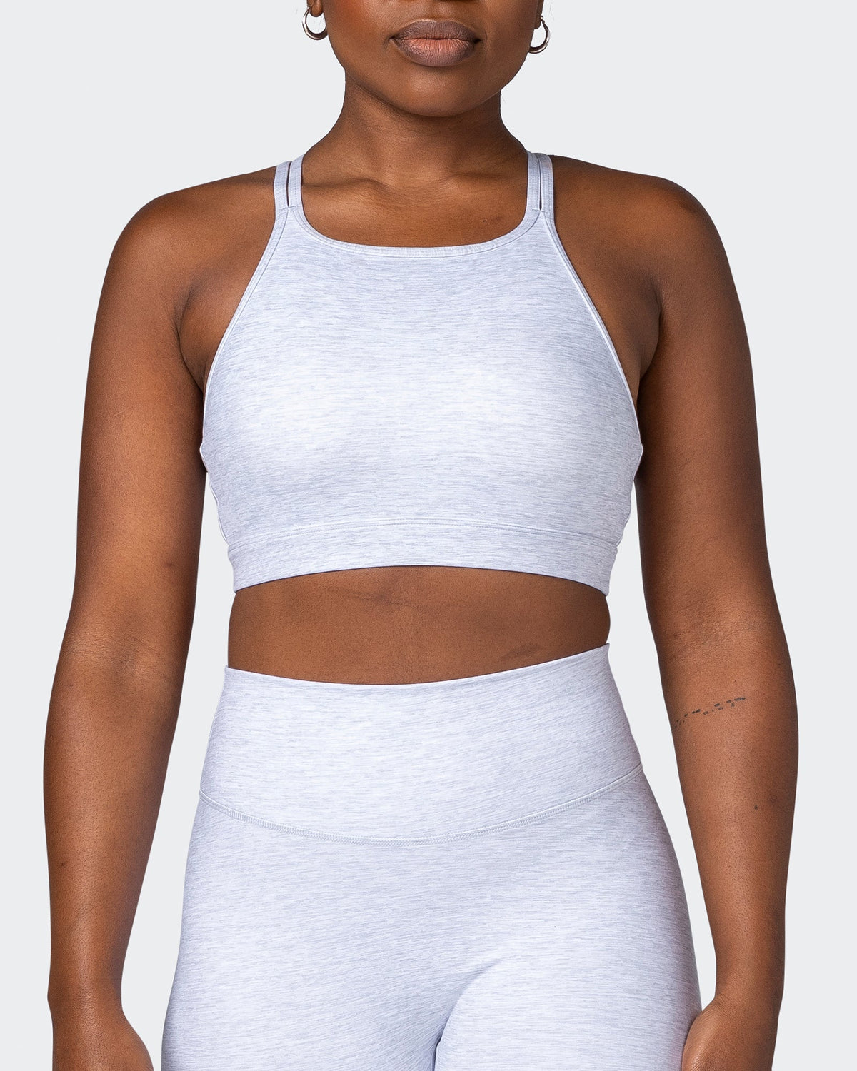 Aim High Bra - White Grey Marl | Be Activewear