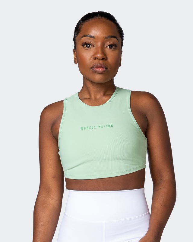 Off Duty Rib Cropped Tank - Pastel Green | Be Activewear